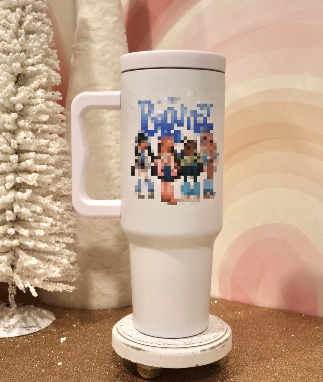 40oz White Tumbler Vaccum Sealed Spill Proof Straw Brat - Etsy