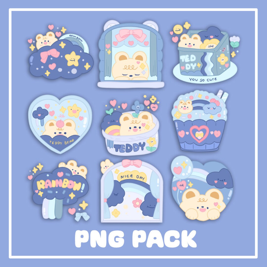 Kawaii Teddy Bear, Cute Sticker Design for Stationary and Planner - Etsy