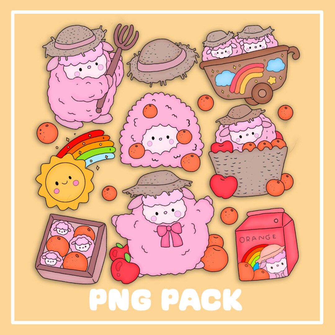 Kawaii Sheep the Farmer, Cute Sticker Design for Stationary and Planner ...