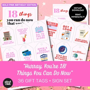 18TH BIRTHDAY Gift Tag Set, 18th Birthday Gift, 18th Birthday Party ...