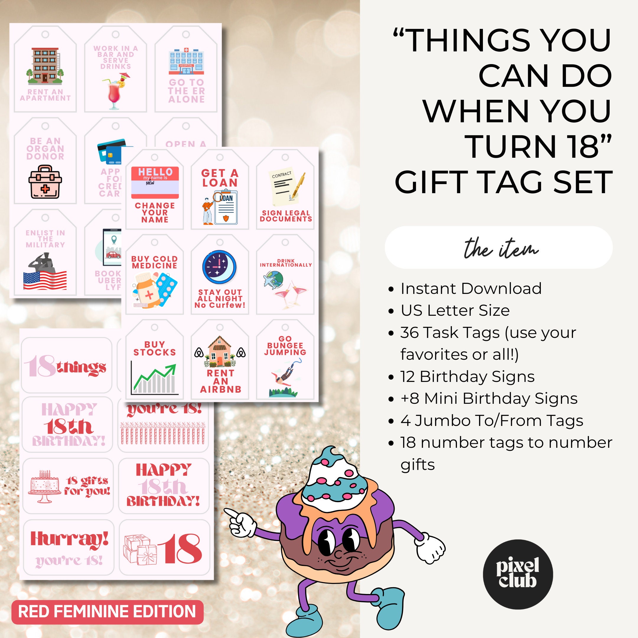 18TH BIRTHDAY Gift Tag Set, 18th Birthday Gift, 18th Birthday Party ...