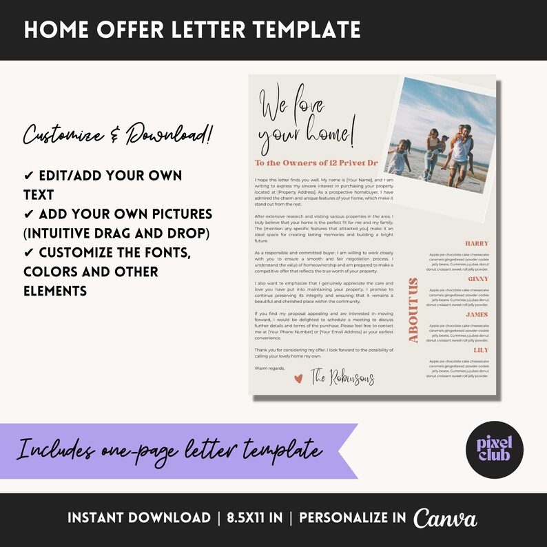 Home Offer Letter Template We Love Your Home Letter to - Etsy