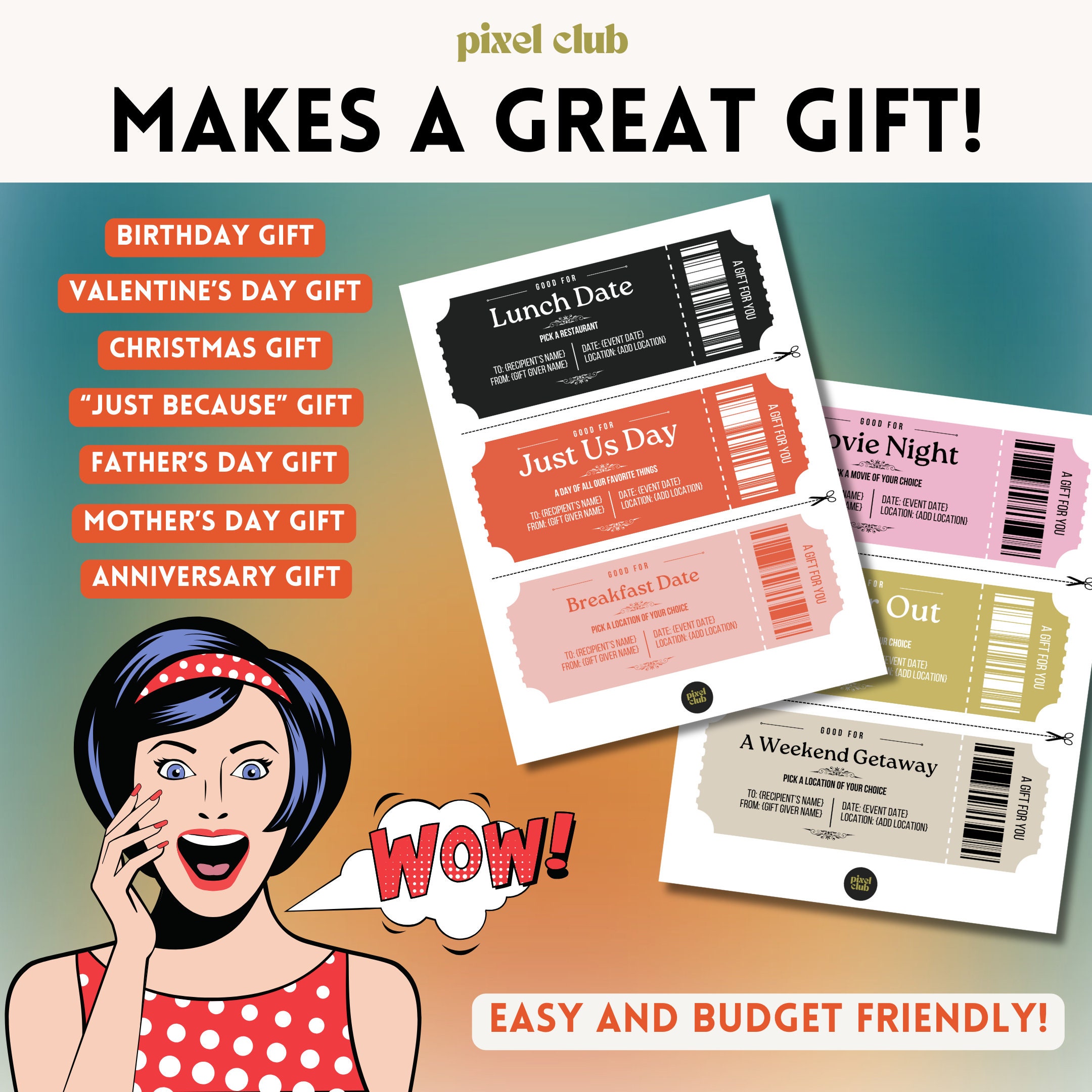 Retro Editable Coupon Template, Printable Birthday Coupons, Anniversary ...