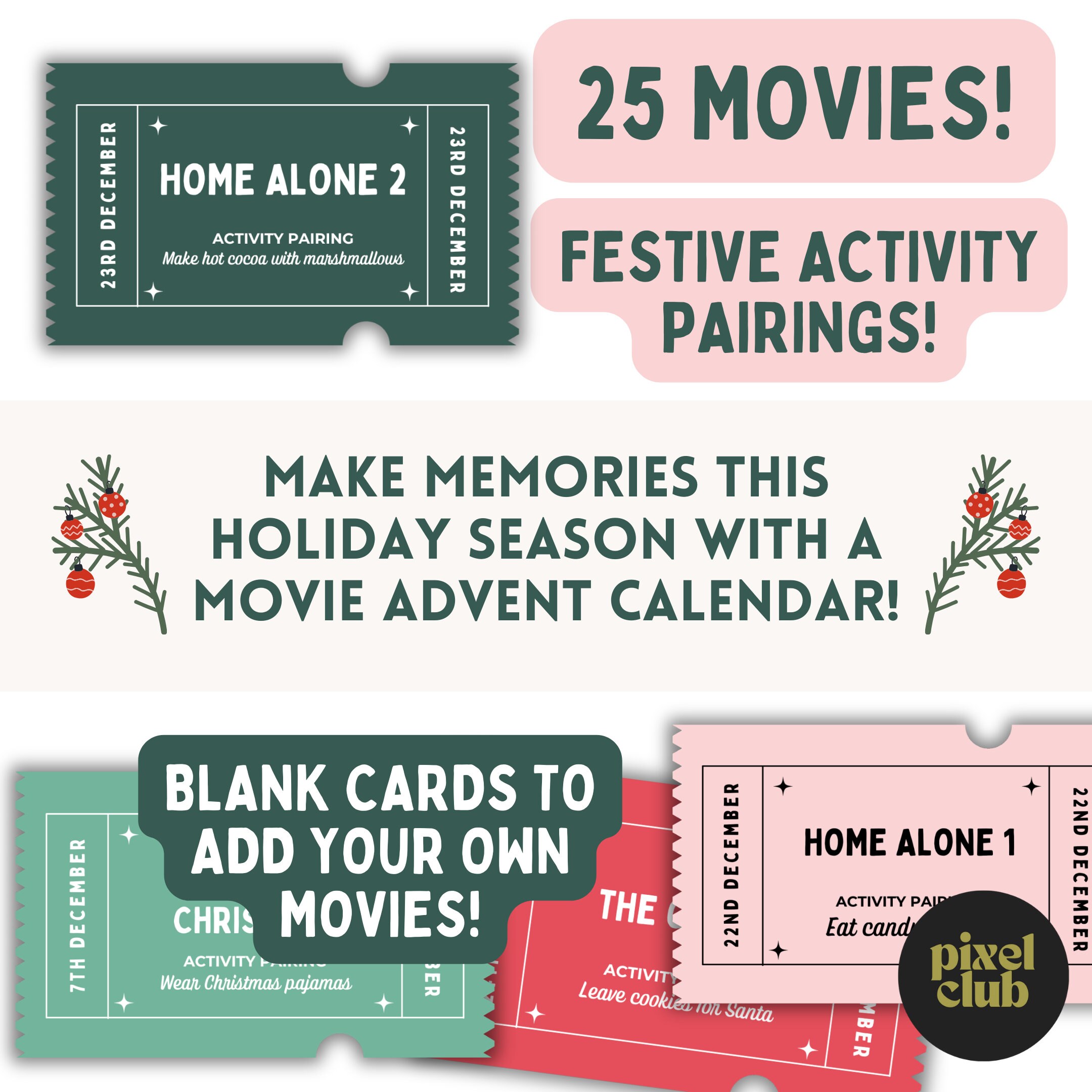 Holiday Movie Advent Calendar, Advent Calendar, Christmas Advent ...