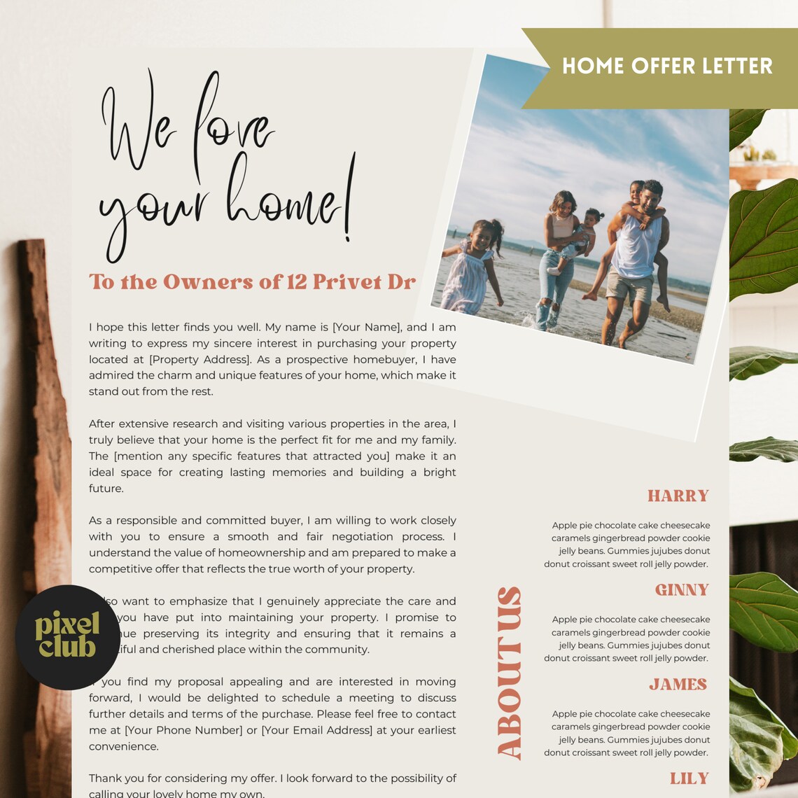 Home Offer Letter Template, We Love Your Home, Letter to Seller, House ...