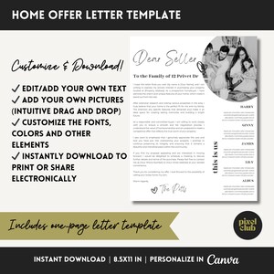Home Offer Letter Template, We Love Your Home, Letter to Seller, House ...
