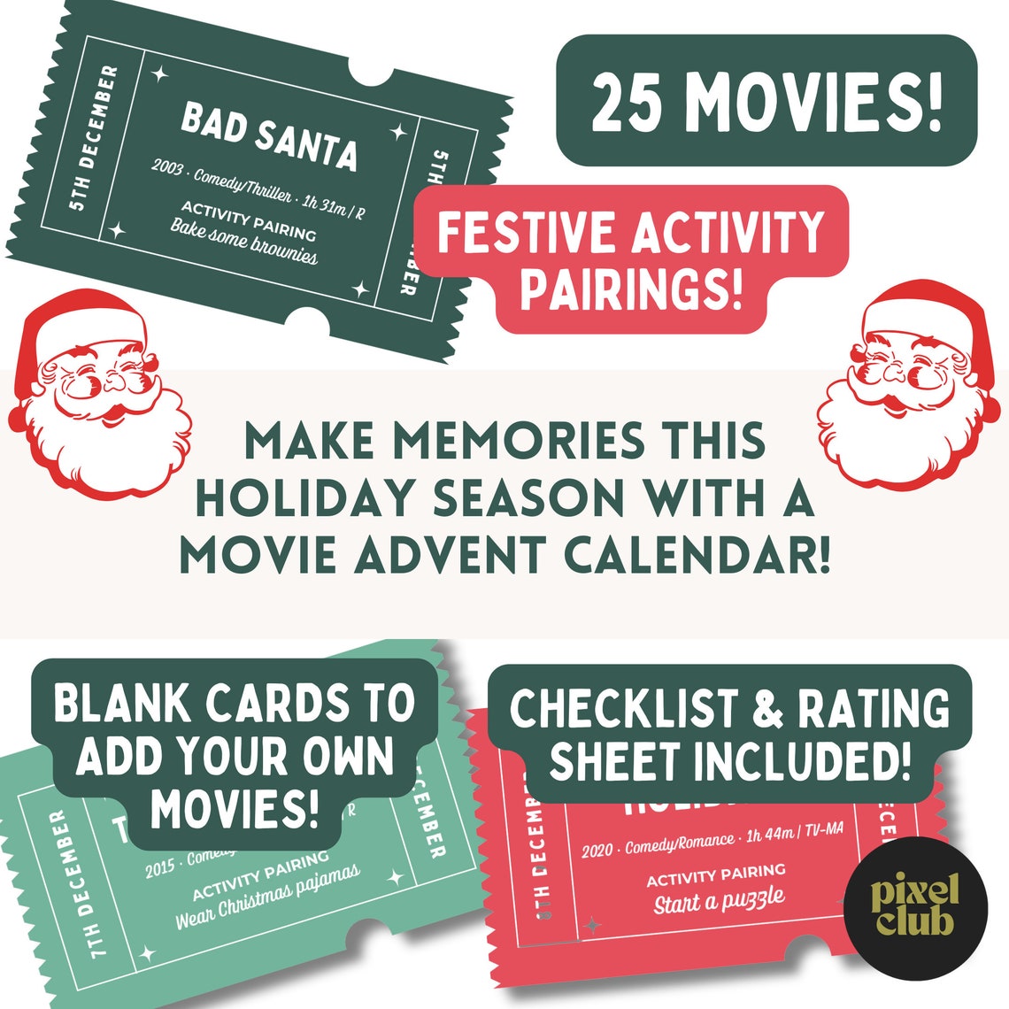 Holiday Movie Advent Calendar, Advent Calendar, Christmas Advent ...