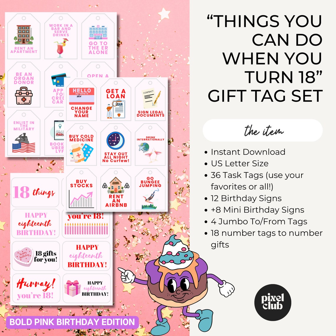 18TH BIRTHDAY Gift Tag Set, 18th Birthday Gift, 18th Birthday Party ...