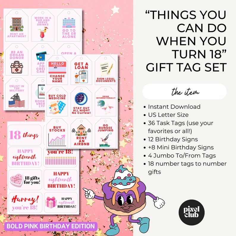18TH BIRTHDAY Gift Tag Set, 18th Birthday Gift, 18th Birthday Party ...