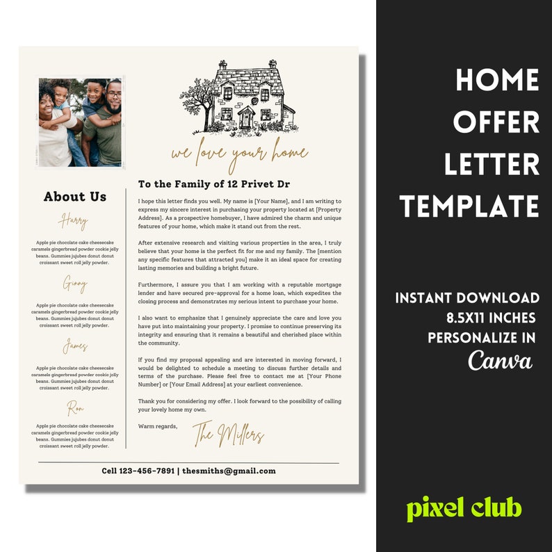 Home Offer Letter Template We Love Your Home Letter to - Etsy
