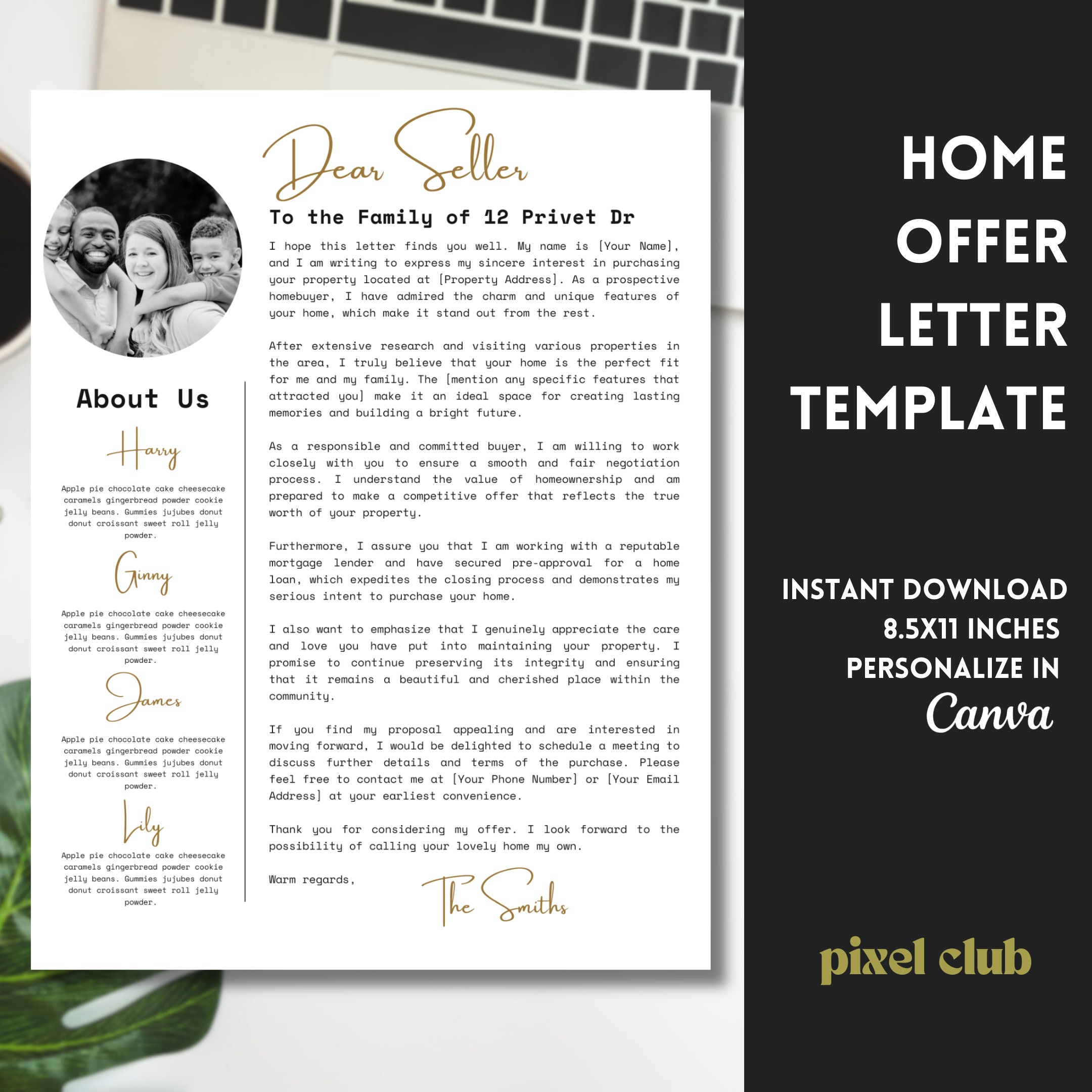 Home Offer Letter Template, We Love Your Home, Letter to Seller, House ...