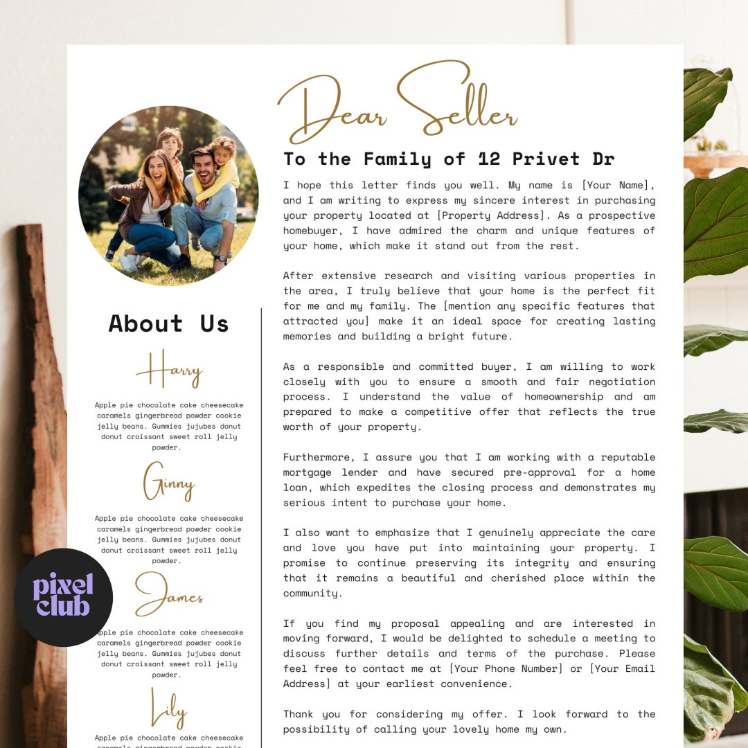 Home Offer Letter Template We Love Your Home Letter to - Etsy