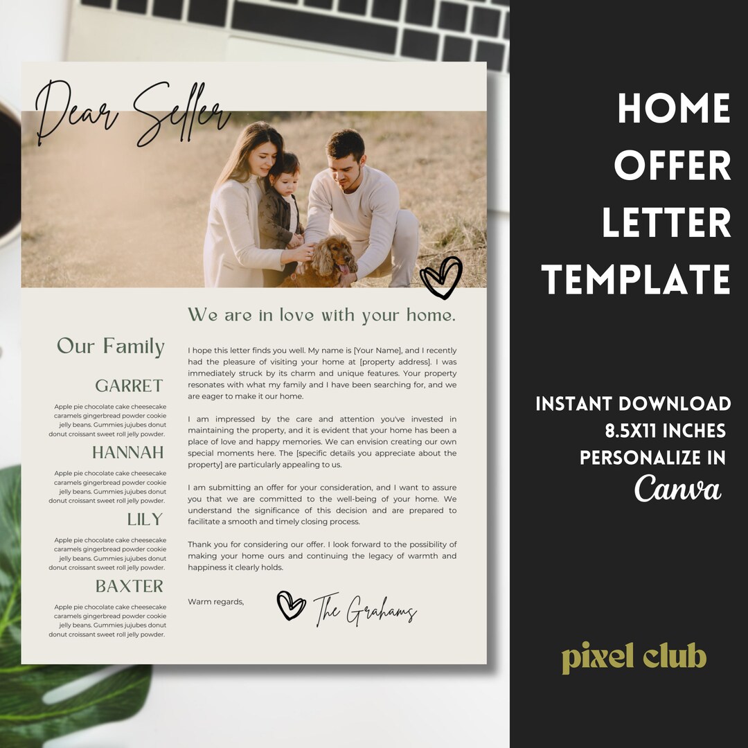 Home Offer Letter Template, We Love Your Home, Letter to Seller, House ...