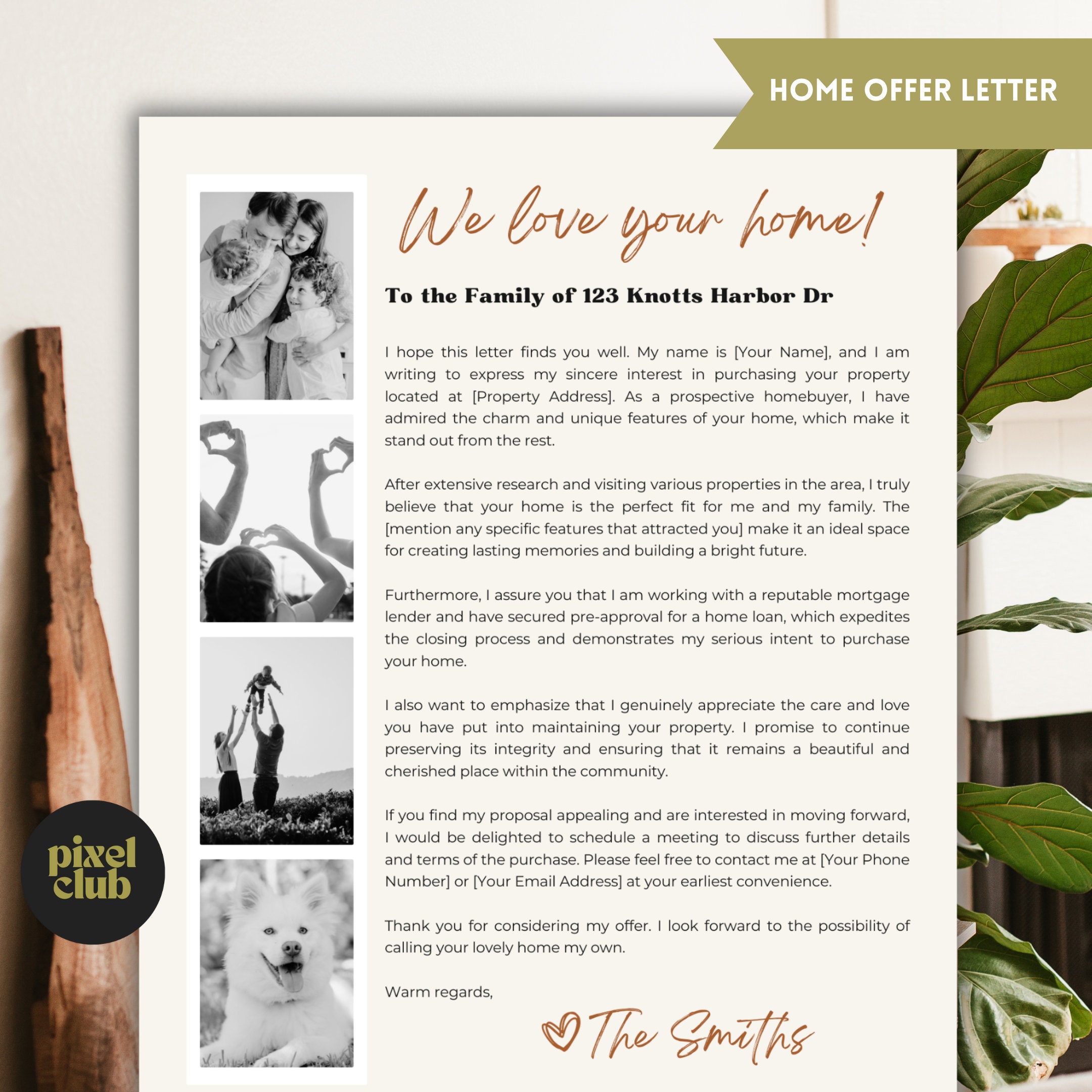 Home Offer Letter Template, We Love Your Home, Letter to Seller, House ...