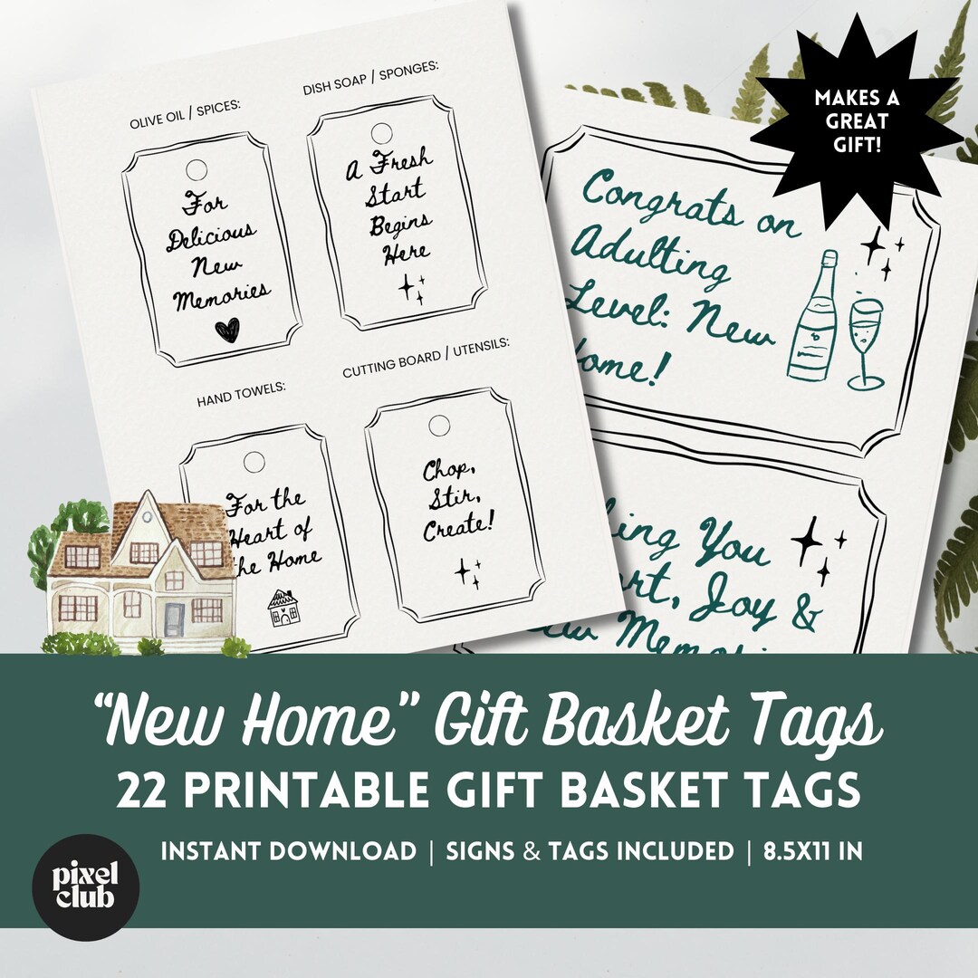 New Home Gift Tags Printable, Housewarming Gift Basket Tags, Welcome ...