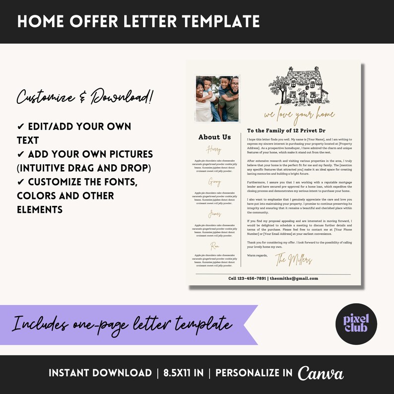 Home Offer Letter Template We Love Your Home Letter to - Etsy