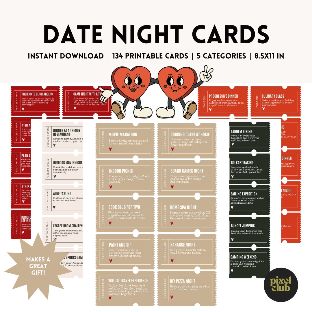Printable Date Night Cards, Date Night Coupons, Date Night Cards for ...