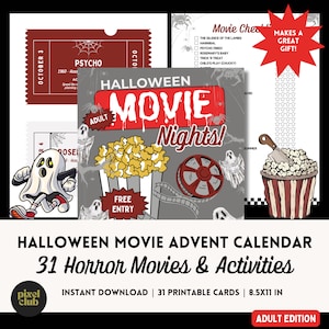 Horror Movie Night Printable Halloween Movie Checklist, Halloween ...