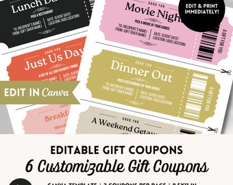 Retro Editable Coupon Template, Printable Birthday Coupons, Anniversary ...