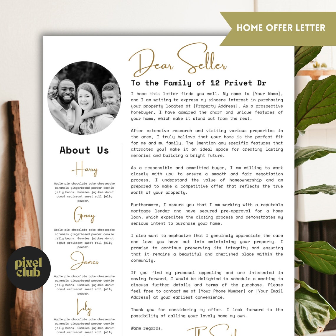 Home Offer Letter Template, We Love Your Home, Letter to Seller, House ...