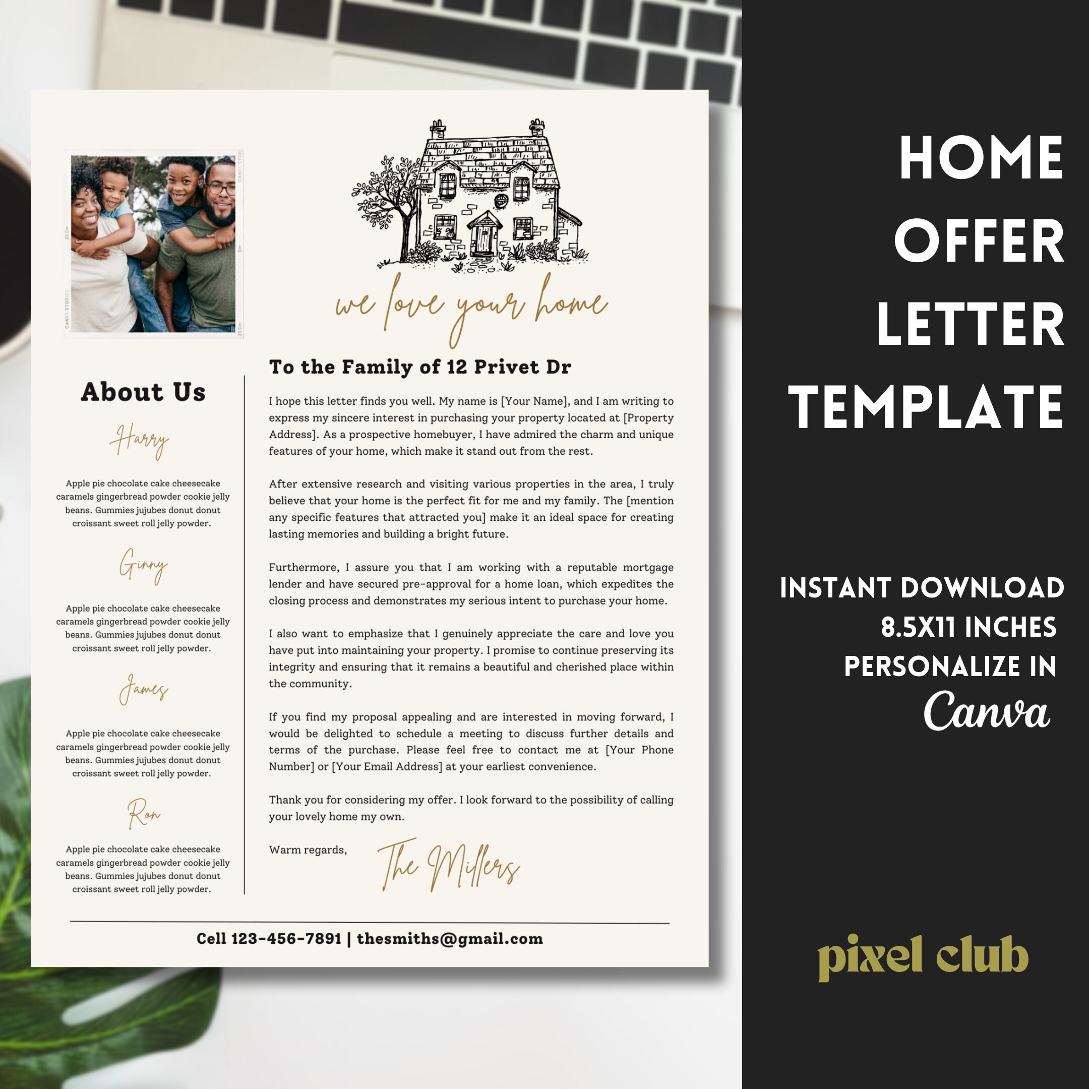 Home Offer Letter Template, We Love Your Home, Letter to Seller, House ...