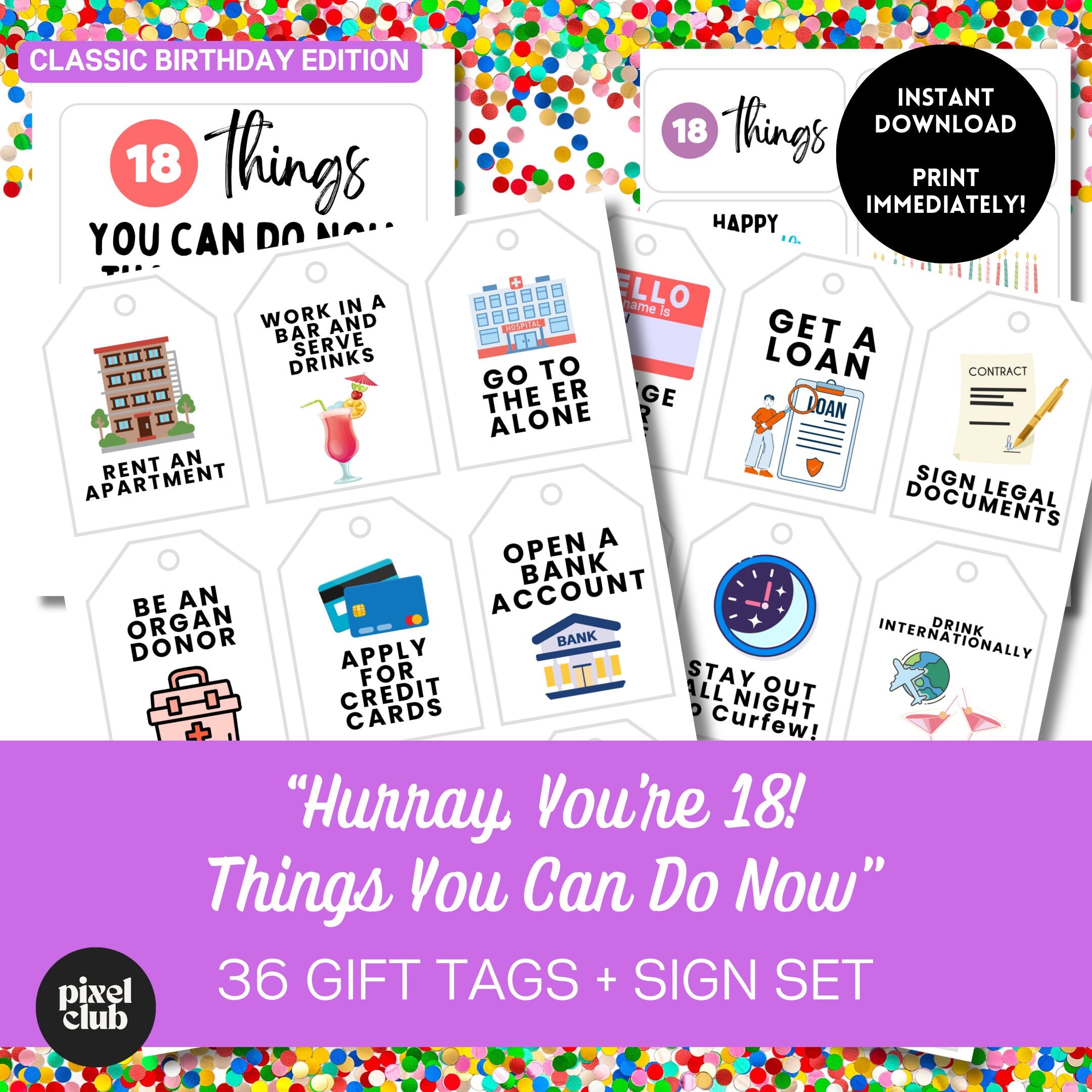 18TH BIRTHDAY Gift Tag Set, 18th Birthday Gift, 18th Birthday Party ...