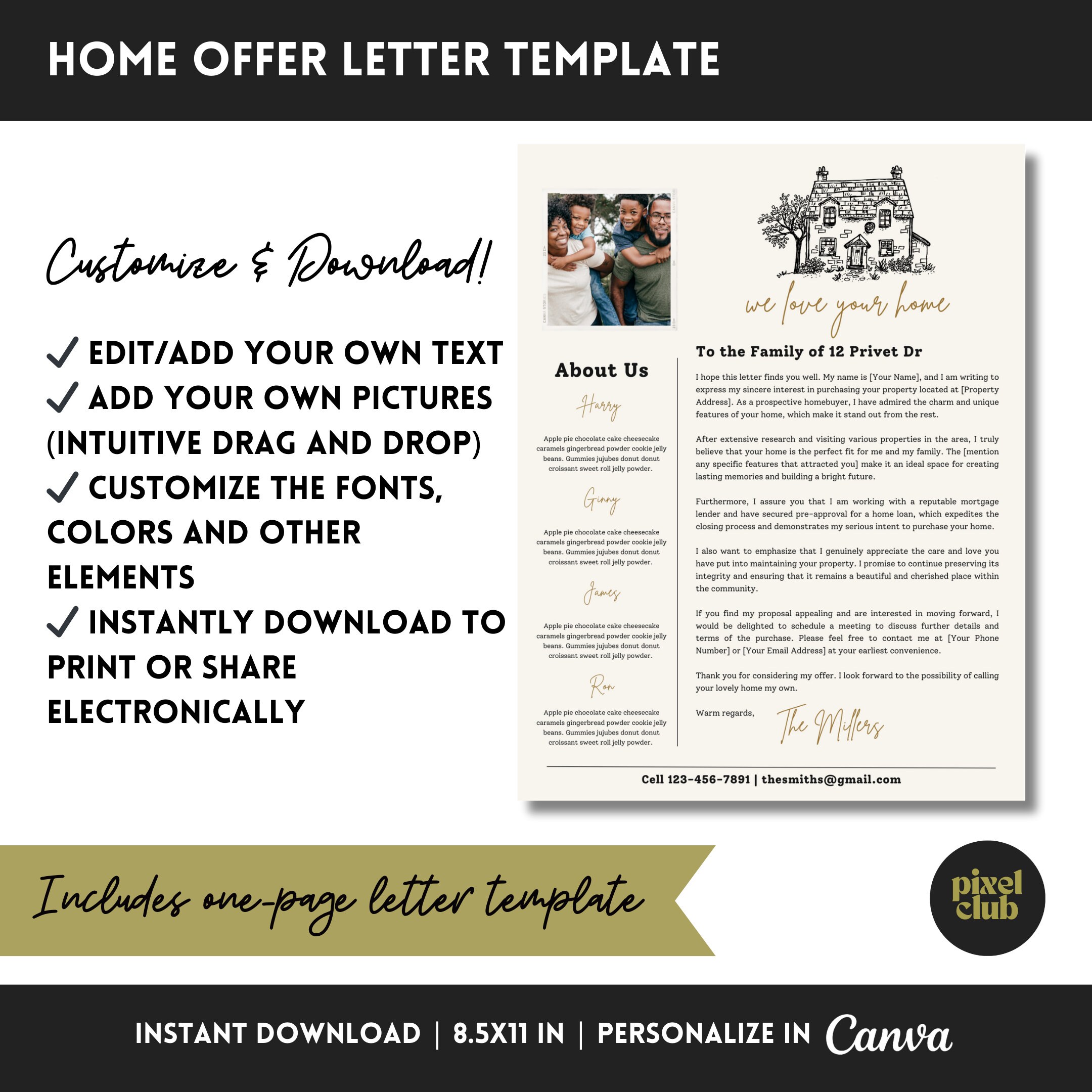 Home Offer Letter Template, We Love Your Home, Letter to Seller, House ...
