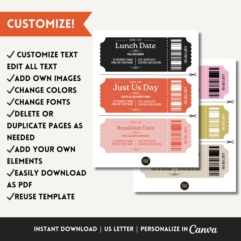 Retro Editable Coupon Template, Printable Birthday Coupons, Anniversary ...