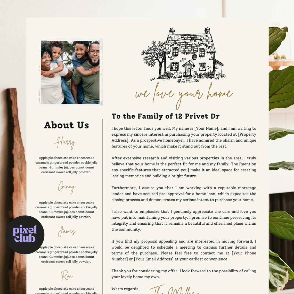 Home Offer Letter Template We Love Your Home Letter to - Etsy