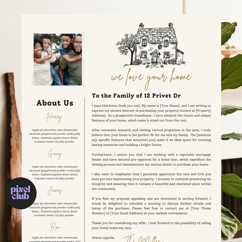 Home Offer Letter Template We Love Your Home Letter to - Etsy