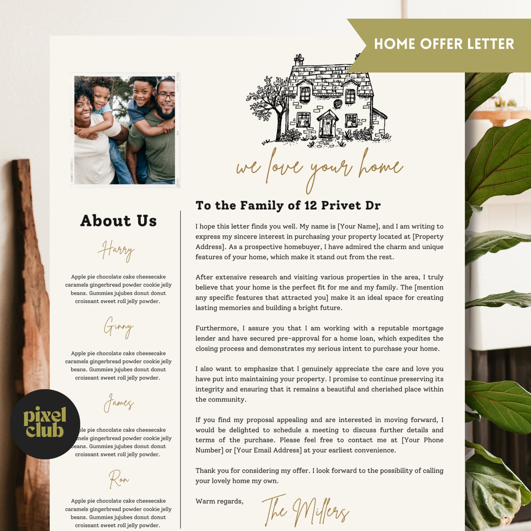 Home Offer Letter Template, We Love Your Home, Letter to Seller, House ...