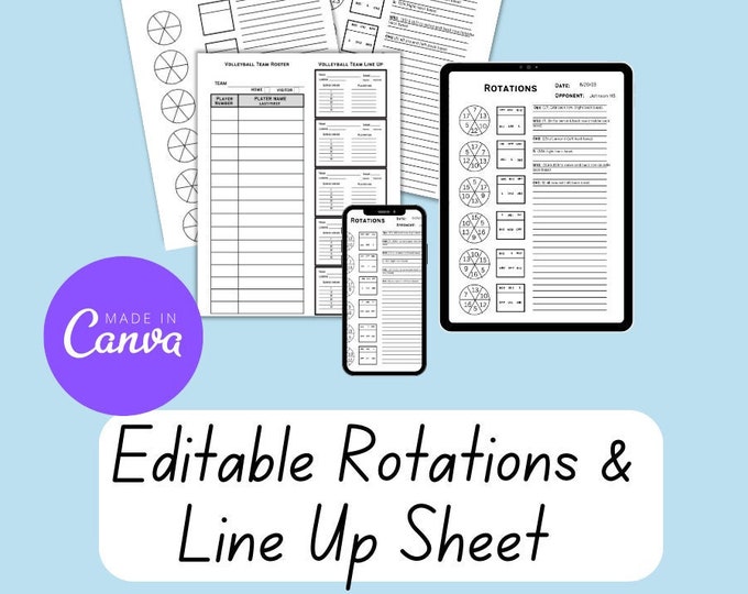 Editable Volleyball Sheets, Volleyball Canva Template, Volleyball Rotations Template, Volleyball ...