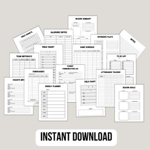 PDF Football Coach Planner, Printable Football Planner, Football Season ...