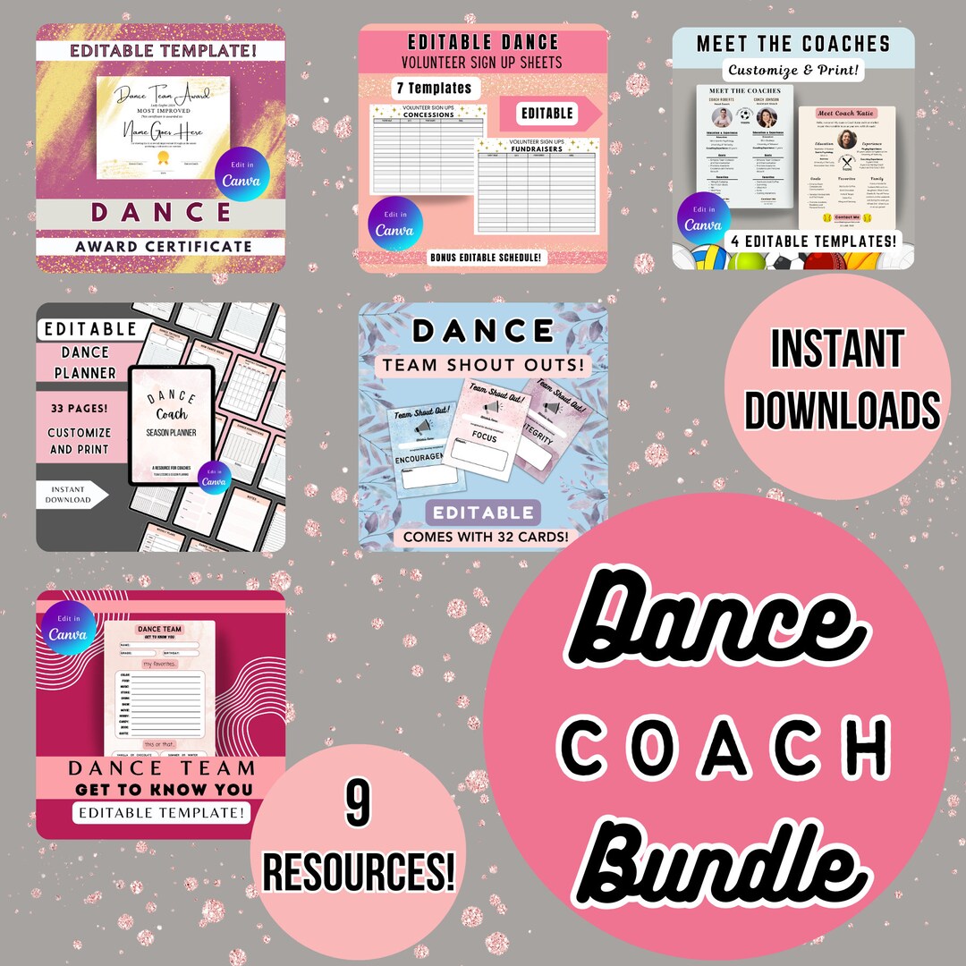 Digital Dance Coach Bundle, Dance Coach Planners, Editable Dance Forms ...