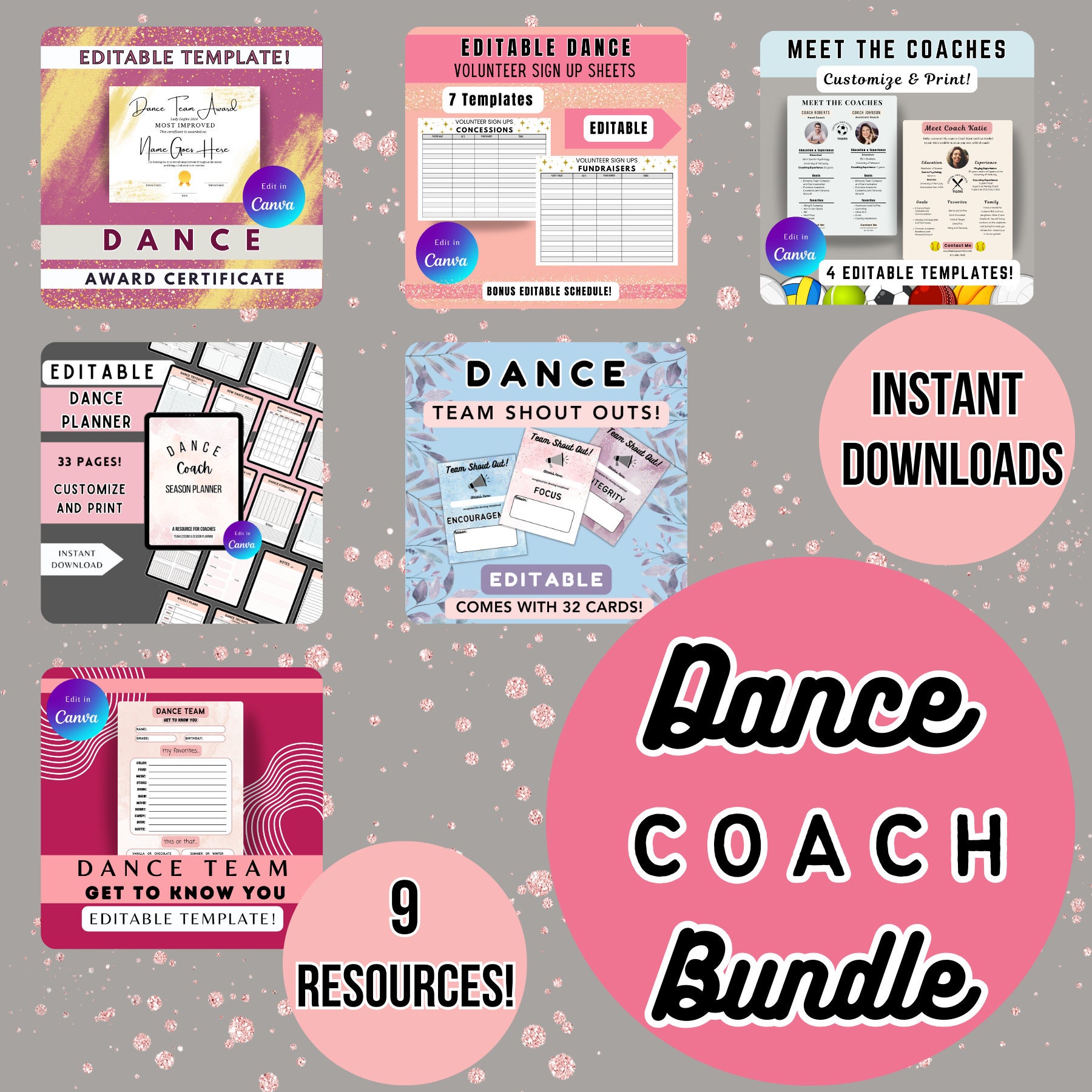 Digital Dance Coach Bundle, Dance Coach Planners, Editable Dance Forms ...