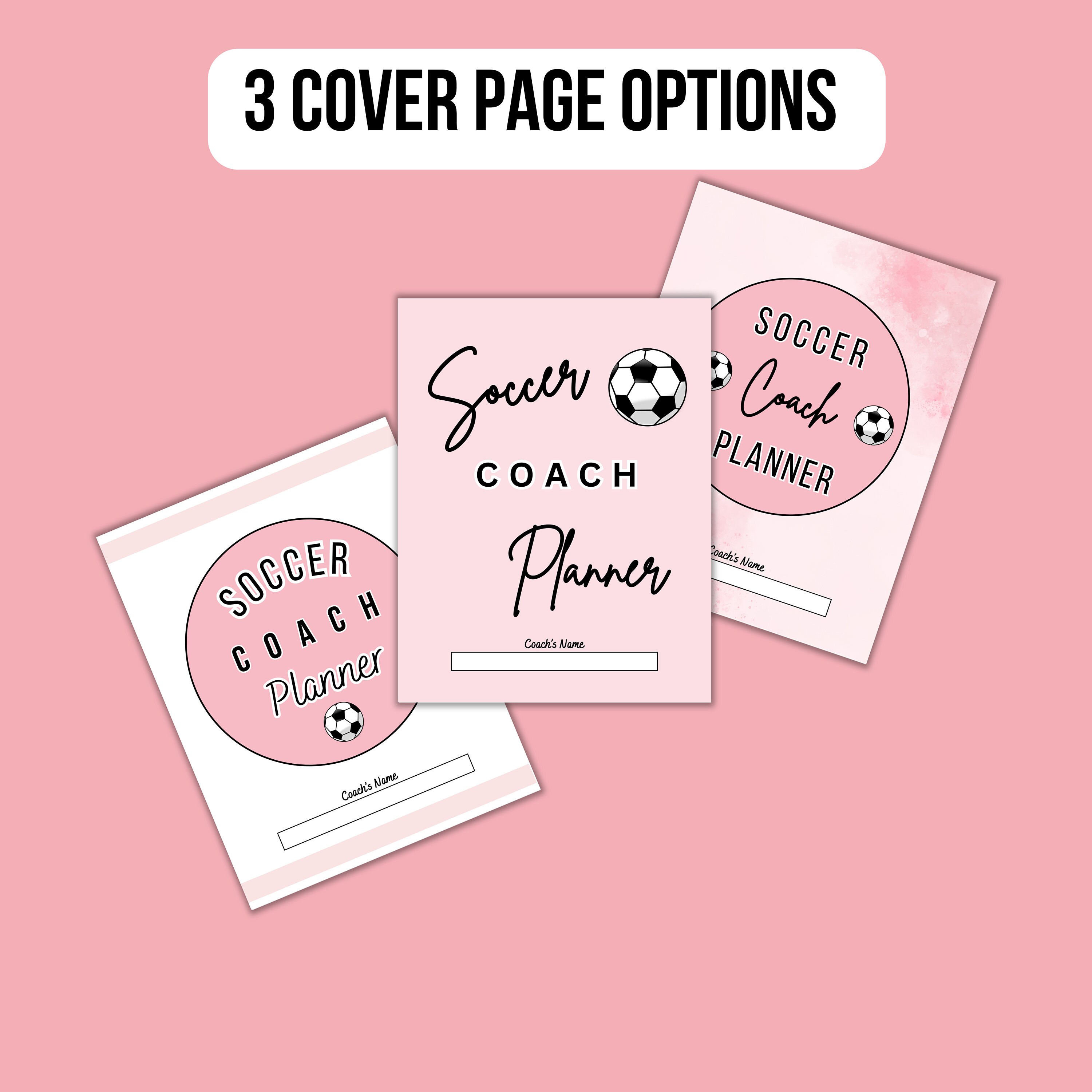 Pink Soccer Coach Planner, Soccer Team Planner for Coaches, Soccer ...