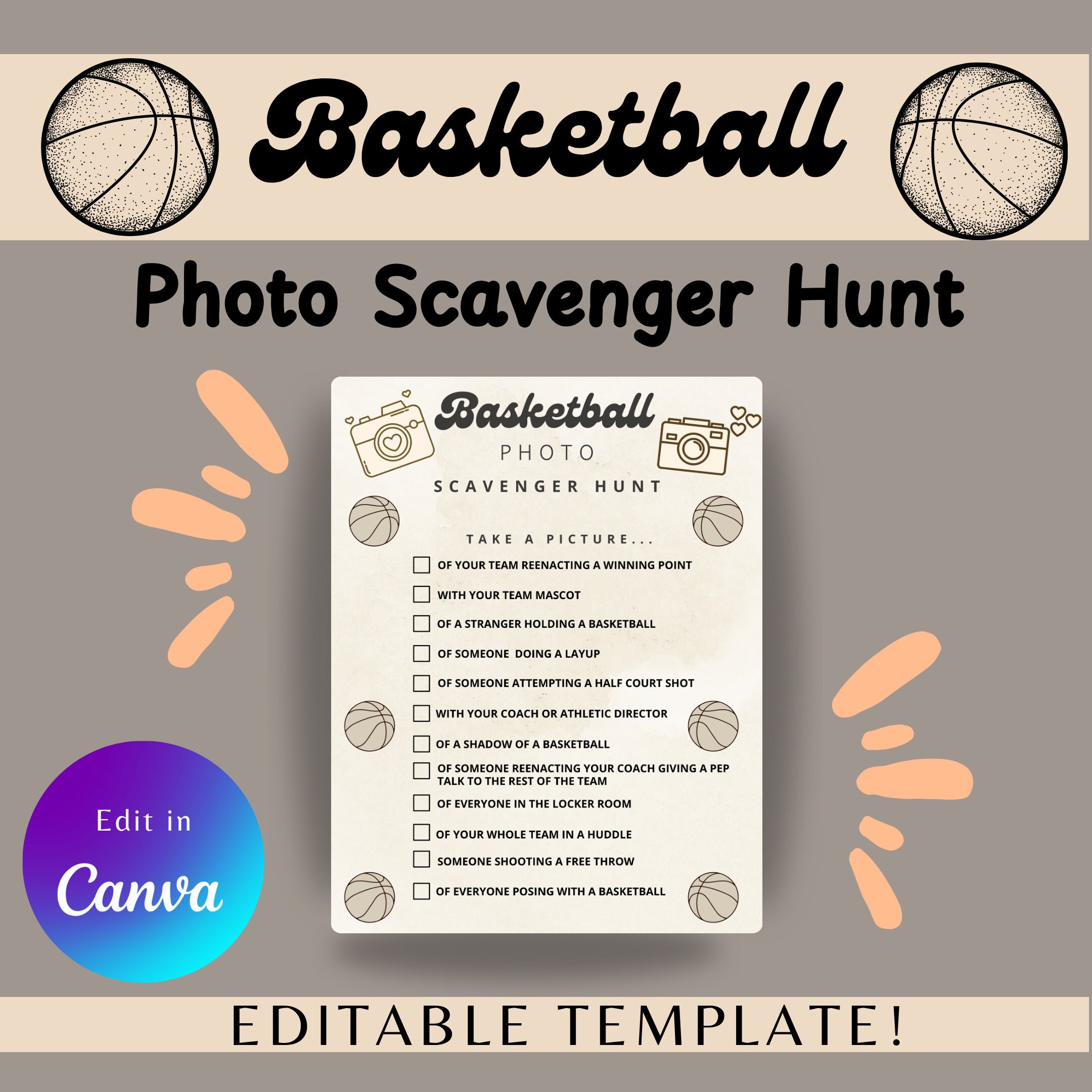 Basketball Scavenger Hunt, Basketball Photo Scavenger Hunt, Basketball ...