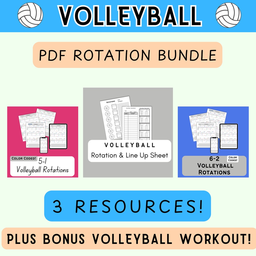 Volleyball Rotations Bundle, 5-1 Rotations, 6-2 Rotations, Lineup ...