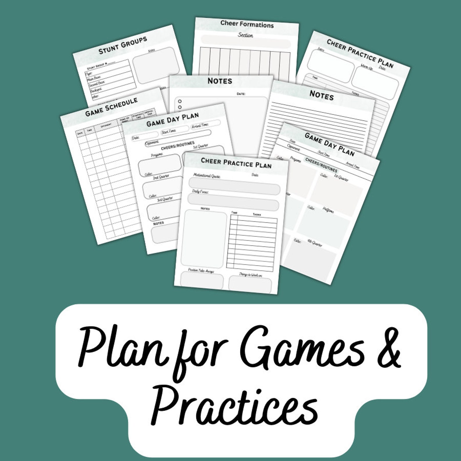 PDF Cheer Practice Planner, Cheer Game Day Planner, Cheer Coach Planner ...
