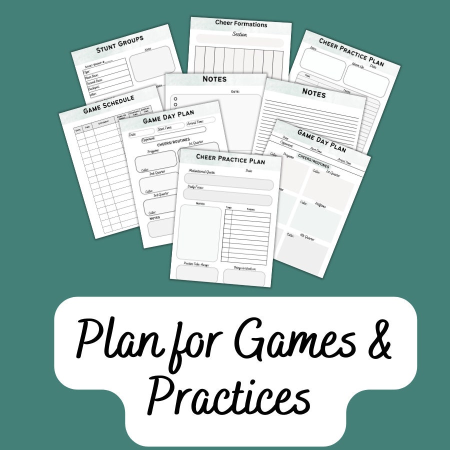 PDF Cheer Practice Planner, Cheer Game Day Planner, Cheer Coach Planner ...