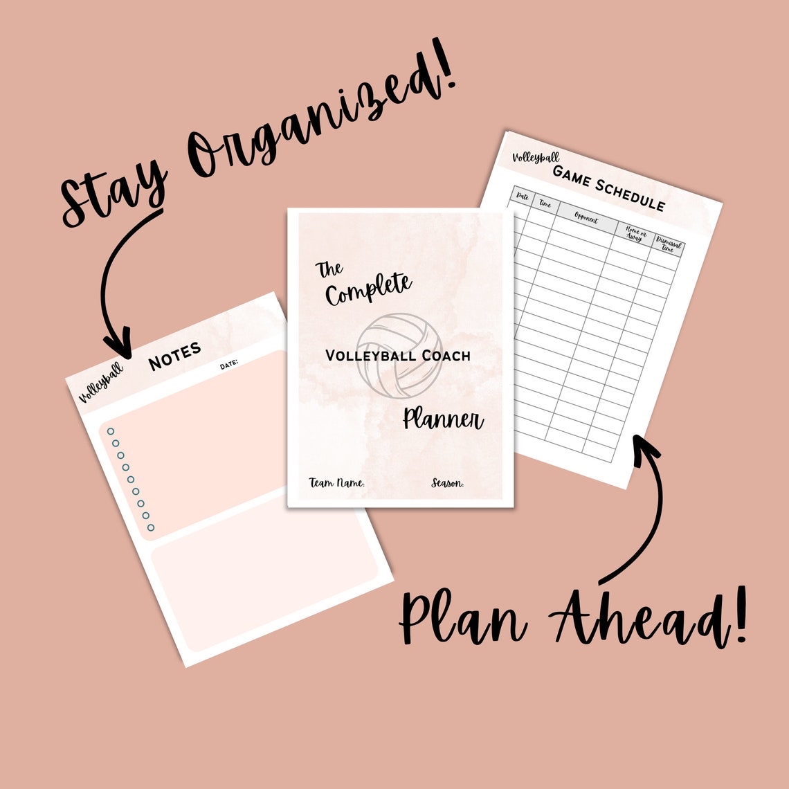Volleyball Coach Printable Planner, Binder, Game Day, Volleyball ...