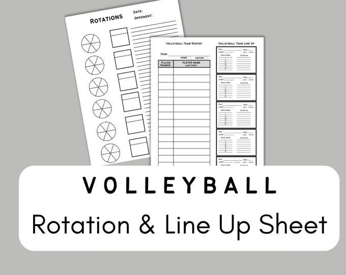 Volleyball Line up Sheet, Volleyball Rotation Sheet, Volleyball Game ...