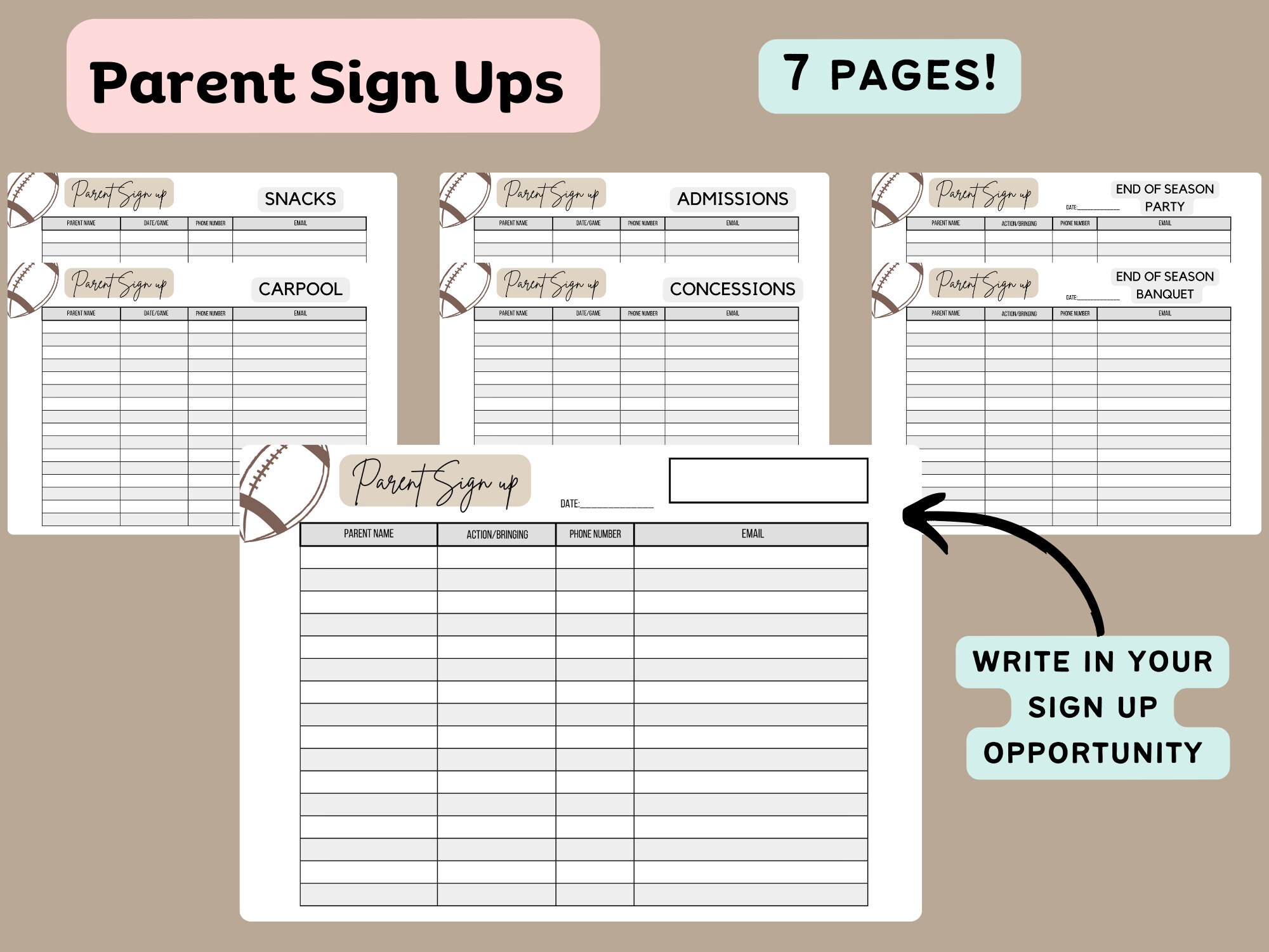 PDF Football Mom Planner, Football Team Mom Planner, Football Binder ...