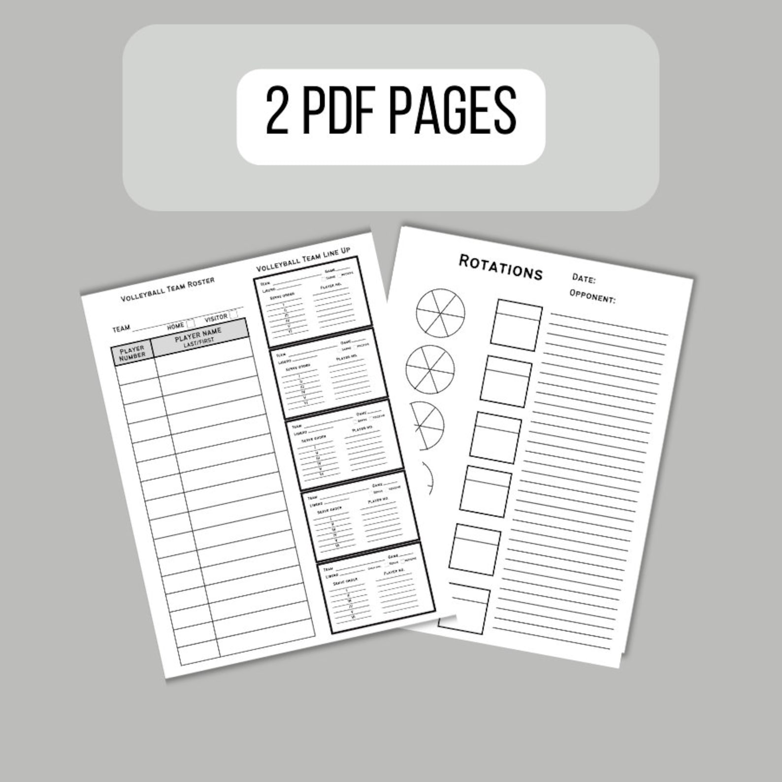 Volleyball Line up Sheet, Volleyball Rotation Sheet, Volleyball Game ...