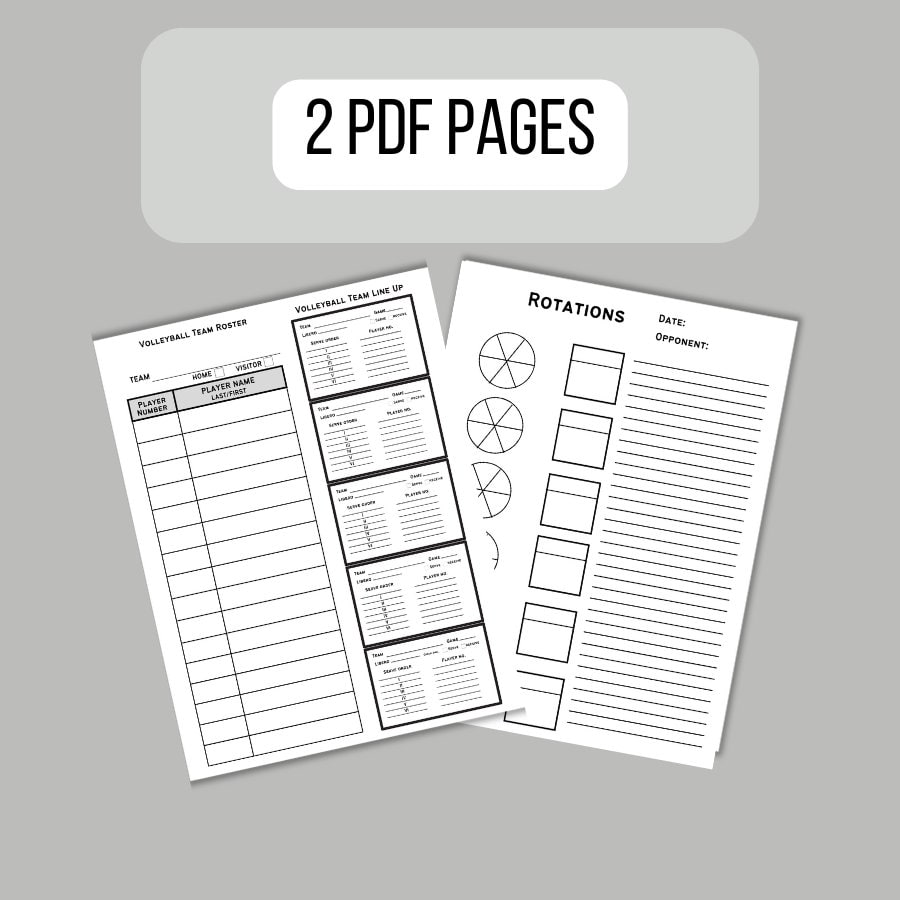 Volleyball Line up Sheet, Volleyball Rotation Sheet, Volleyball Game ...