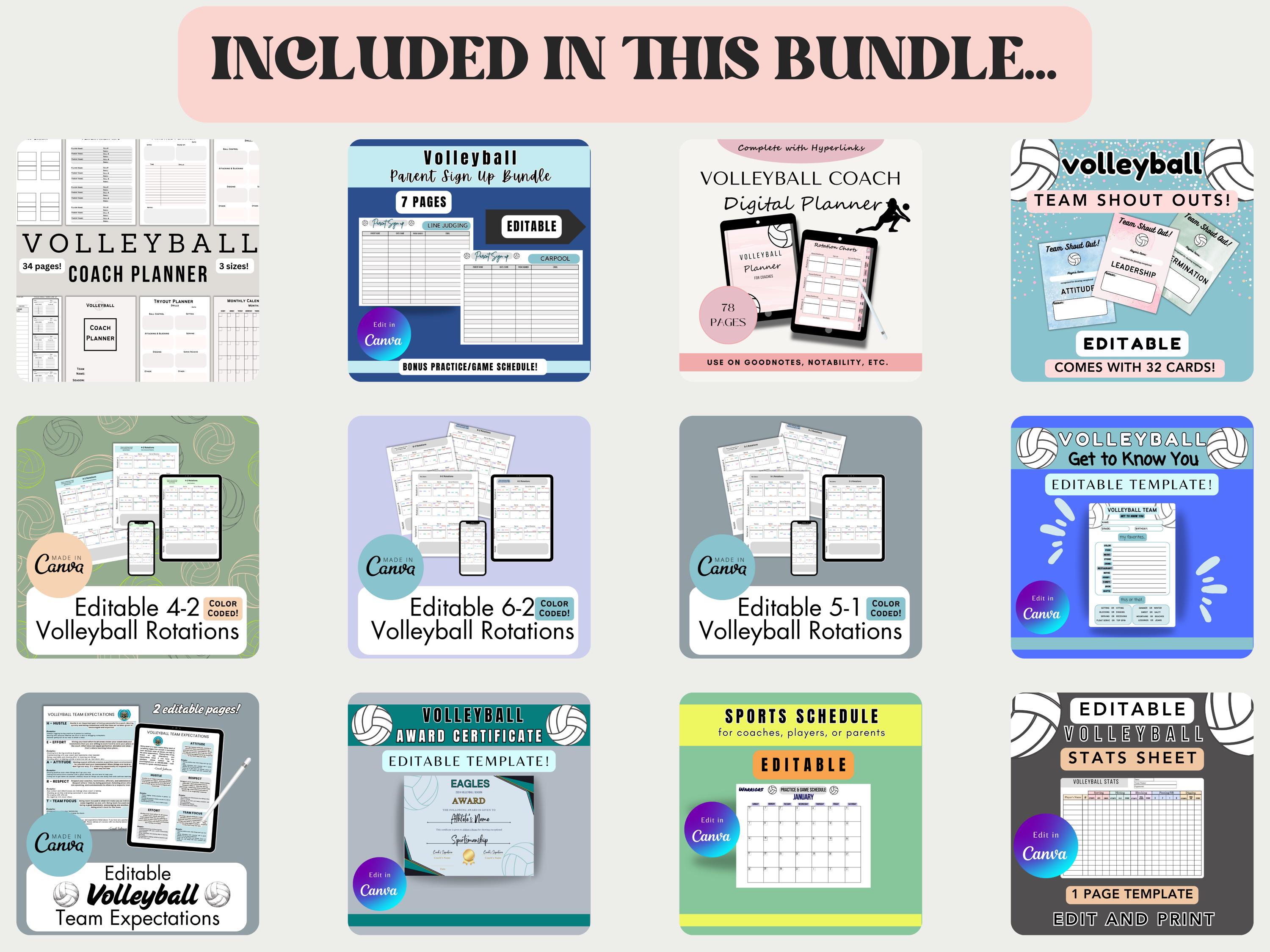 Volleyball Coach Bundle, Digital Download, Volleyball Planners ...