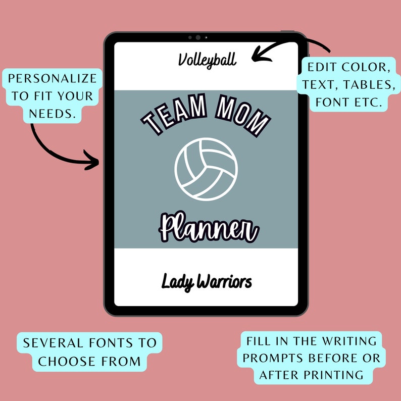 Editable Team Mom Planner, Team Mom Planner, Personalized Team Mom ...