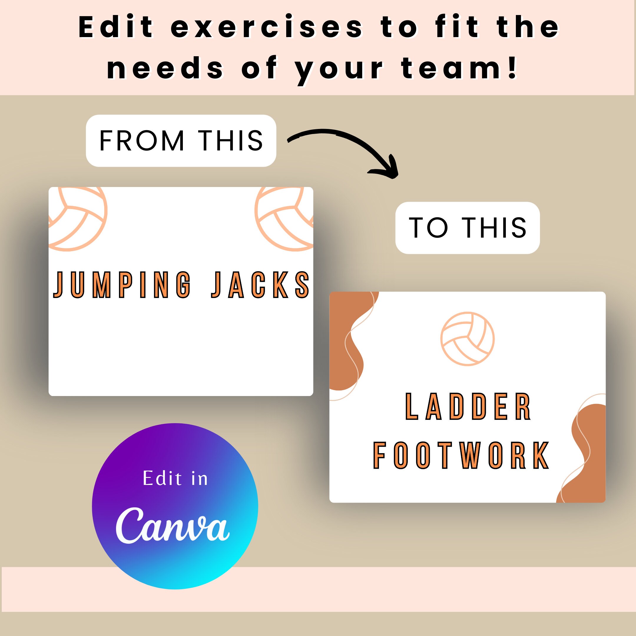 Editable Volleyball Team Workout, Volleyball Circuit, Editable ...