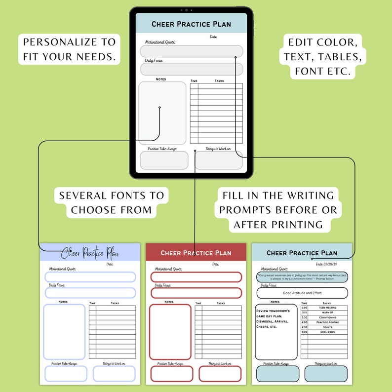 Editable Cheer Planner, Digital Cheer Planner, Cheer Coach Planner ...