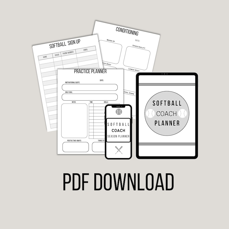 PDF Softball Coach Planner, Softball Planner, Softball Practice Planner ...